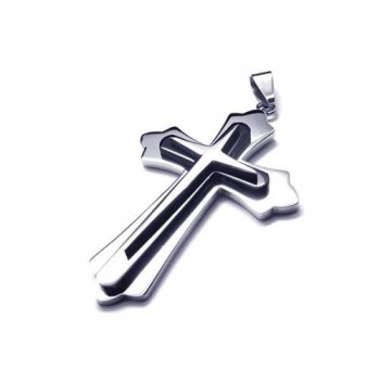 Men Black Silver Pure Titanium Cross Necklace Pendant 17649-£93 ...