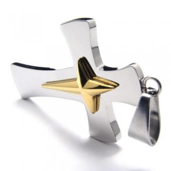 Mens Silver Gold Pure Titanium Cross Pendant Necklace 17233-£97 ...