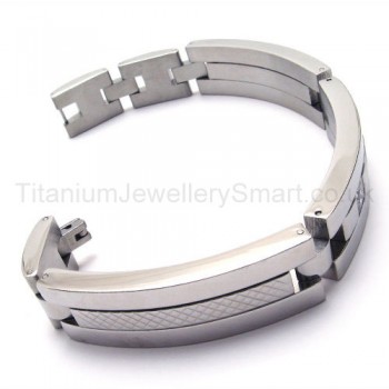 Silver Grooved Titanium Inlay Diamond Bracelet 18515-£104 - Titanium ...