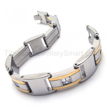 Polished Titanium Inlay Diamond Bracelet 18516-£104 - Titanium Jewellery UK