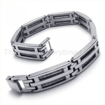 Titanium Cable Mens Bracelet 18822-£91 - Titanium Jewellery UK