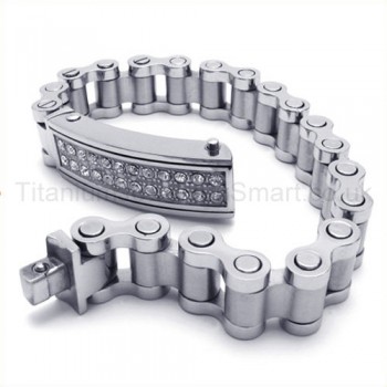 Bike Chain Titanium Inlay Diamond ID Bracelet 19049-£121 - Titanium ...