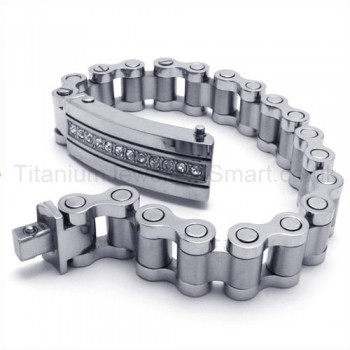 Titanium Single Row Inlay Diamond ID Bracelet 19050-£116 - Titanium ...