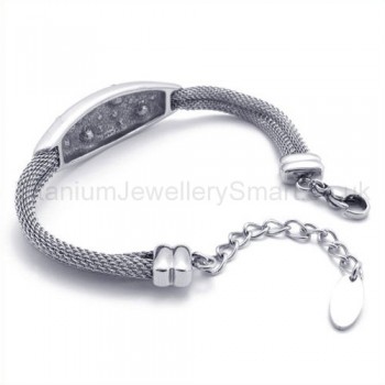 Titanium Inlay Diamond Oval Bracelet 19353-£91 - Titanium Jewellery UK