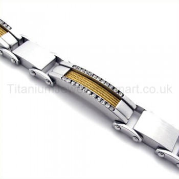 Inlay Diamond Titanium Gold Cable Bracelet 19443-£103 - Titanium ...