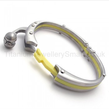 Stylish Mens Yellow Inlay Titanium Bracelet 20076-£91 - Titanium ...