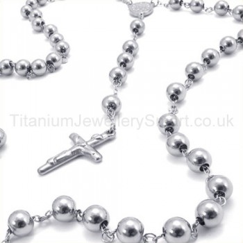 Silver Beads Mens Titanium Cross Pendant Necklace 19328-£109 - Titanium ...