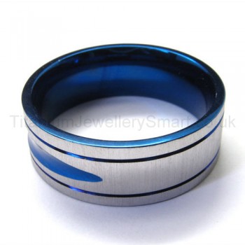 Blue Pure Titanium Ring 18443-£95 - Titanium Jewellery UK